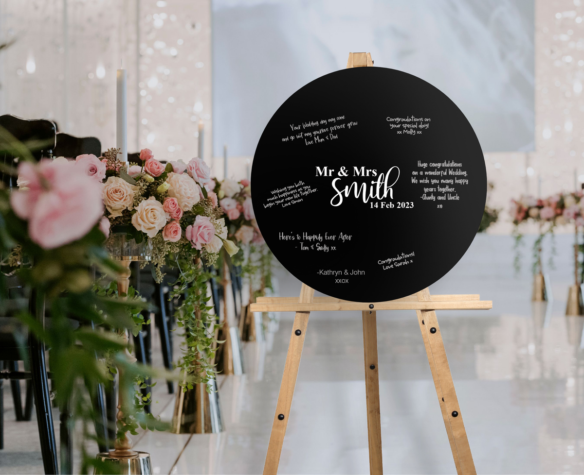 Round Wedding Guest Signing Board - Guest Book Alternative – A Personal ...