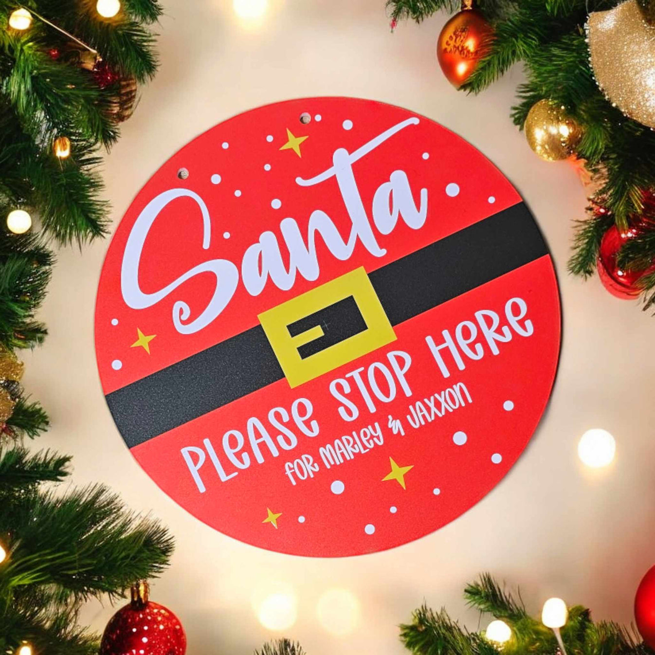 Personalised "Santa Please Stop Here" Sign – A Personal Touch
